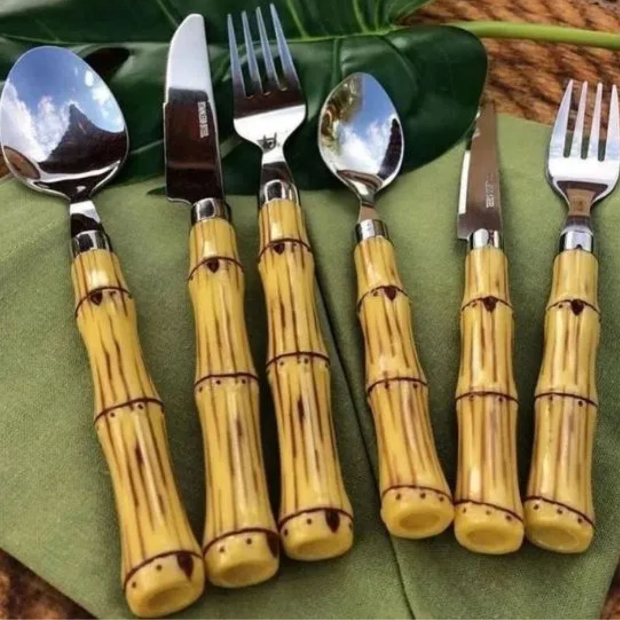 Faqueiro Bambu aço Inox 42pç com - Casa Canto