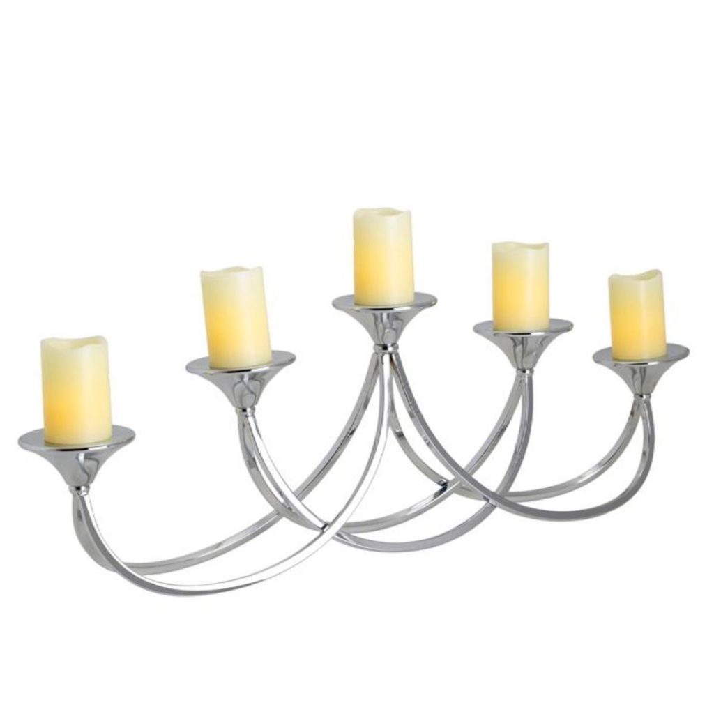 Candelabro Inox com 5 Velas Led - Casa Canto
