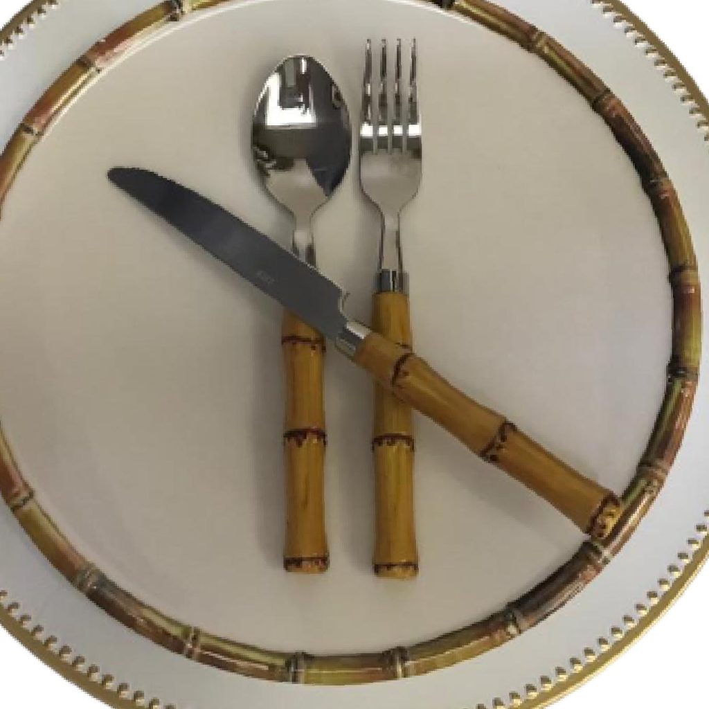 Faqueiro Bambu Natural Inox Luxo 24peças - Casa Canto